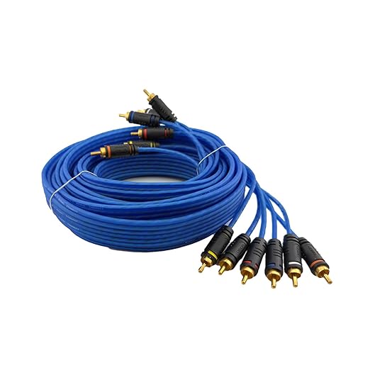 Orion Wired CR66CH 6-Channel RCA Cable, 17-Ft Blue CCA Car Audio Inter ...